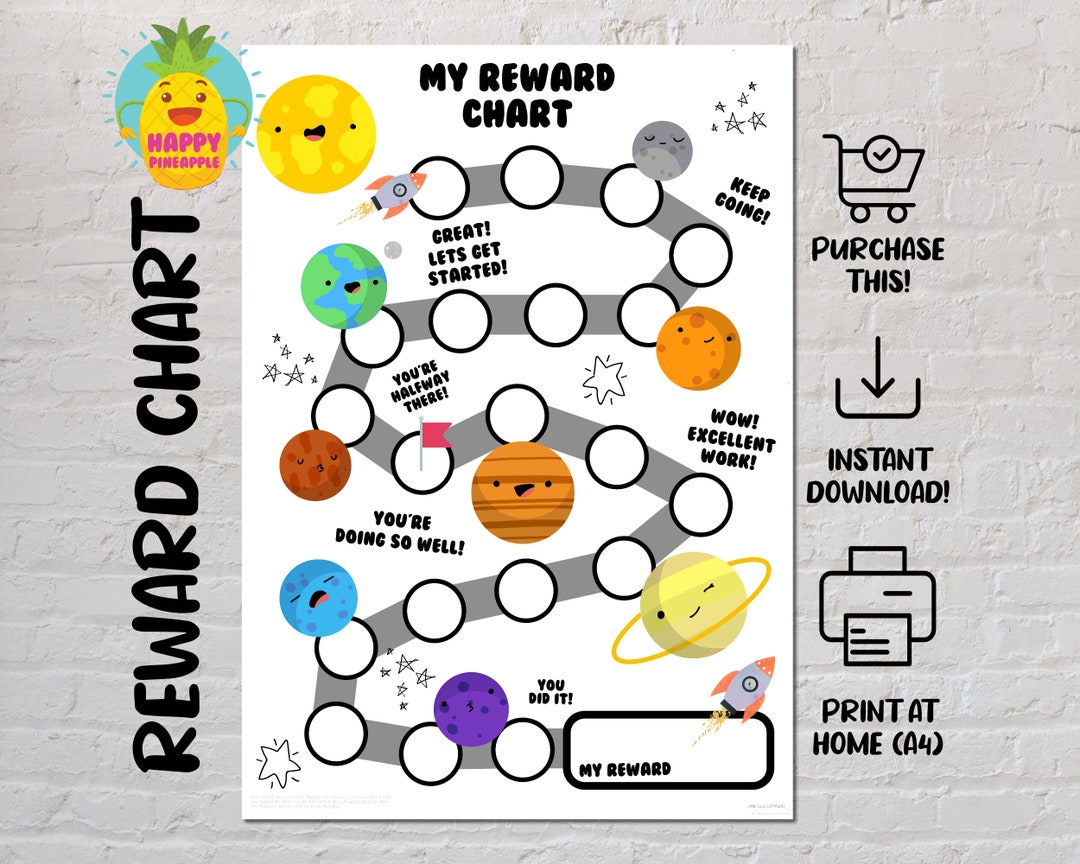 Space Planets Stars Reward Chart for Kids, Chore Chart, Behaviour Chart ...