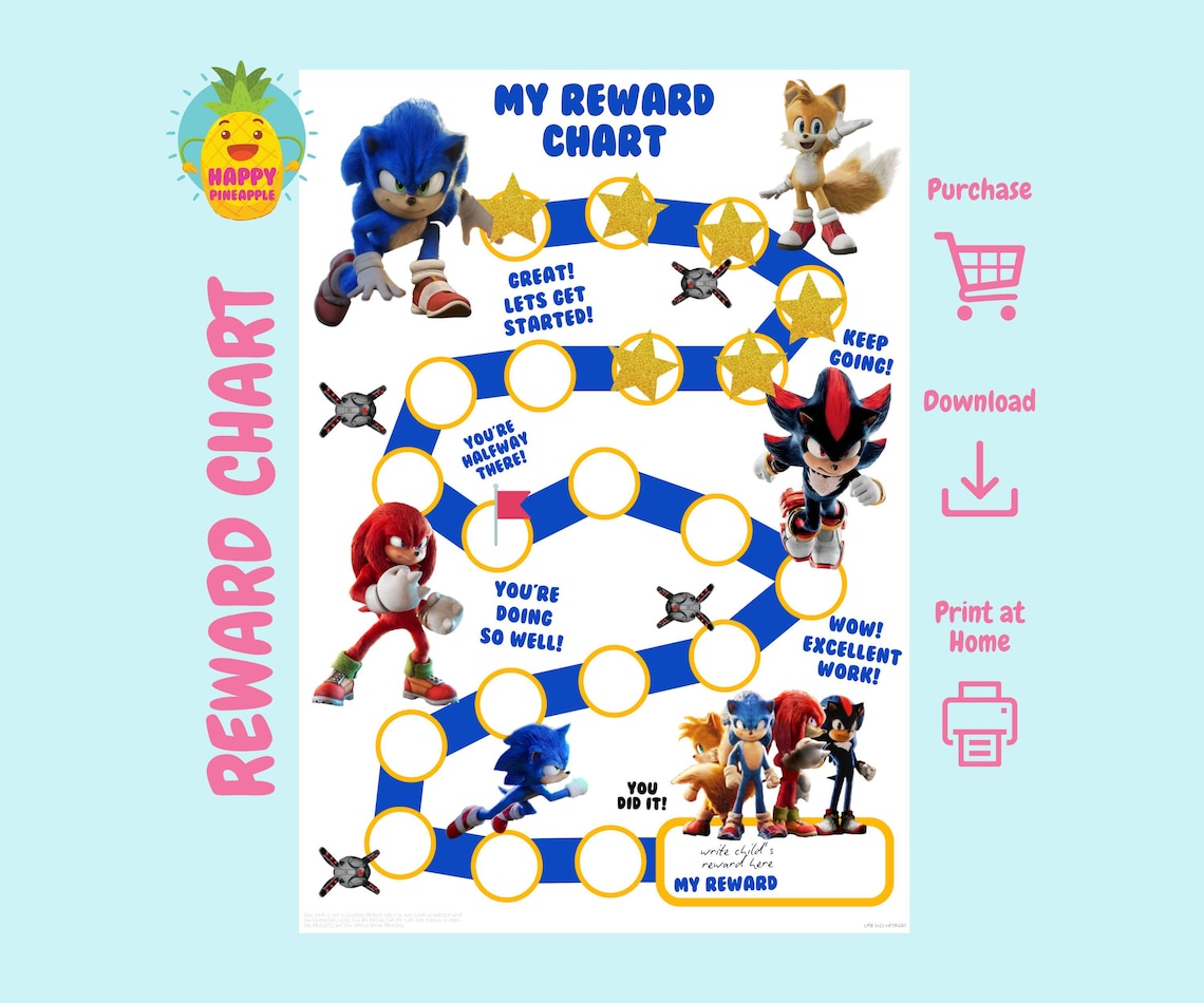 Sonic the Hedgehog Reward Chart for Kids (digital Download) - Etsy