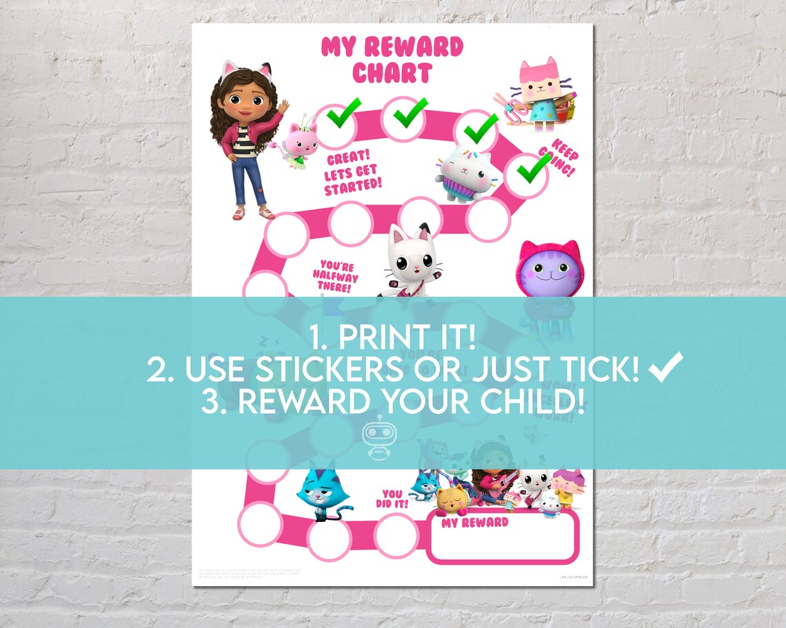 Gabby's Dollhouse Reward Chart for Kids, Chore Chart, Behaviour Chart ...