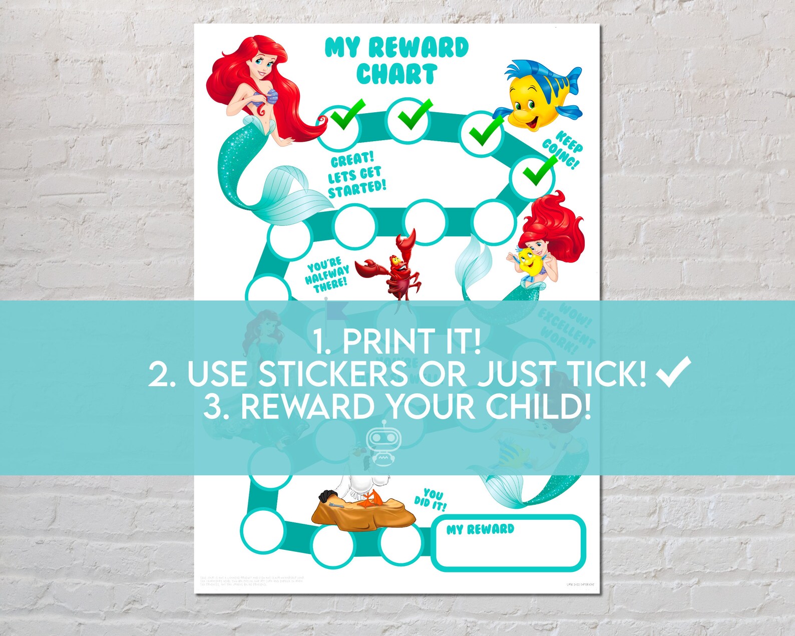 Little Mermaid Reward Chart for Kids, Chore Chart, Behaviour Chart ...