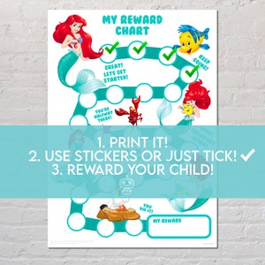Little Mermaid Reward Chart for Kids, Chore Chart, Behaviour Chart ...