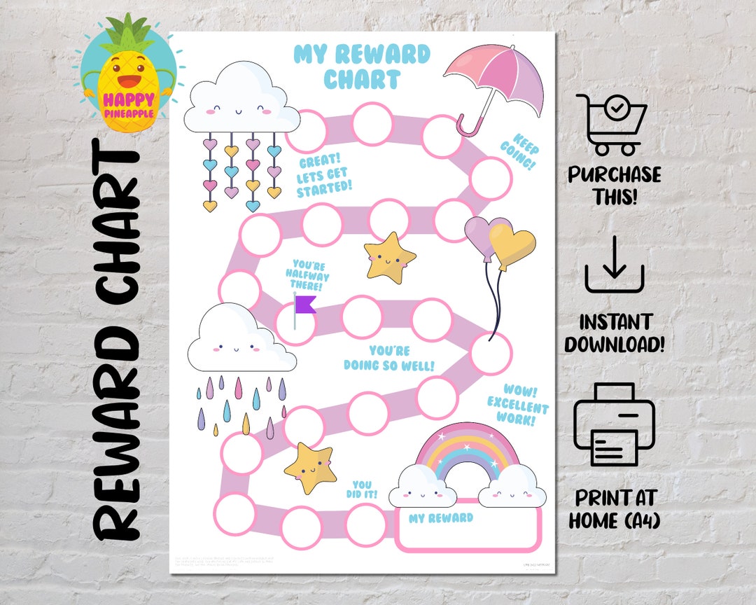 Clouds and Rainbows Reward Chart for Kids, Chore Chart, Behaviour Chart ...