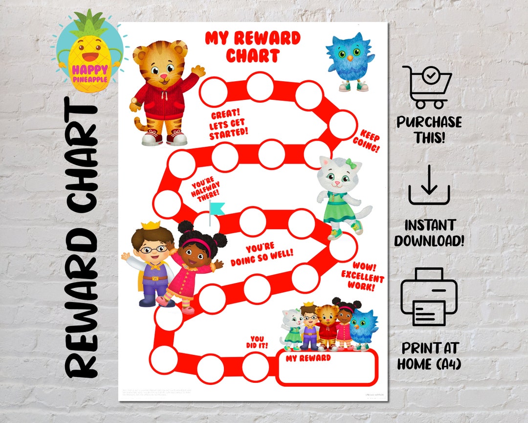 Daniel Tiger Reward Chart for Kids, Chore Chart, Behaviour Chart ...