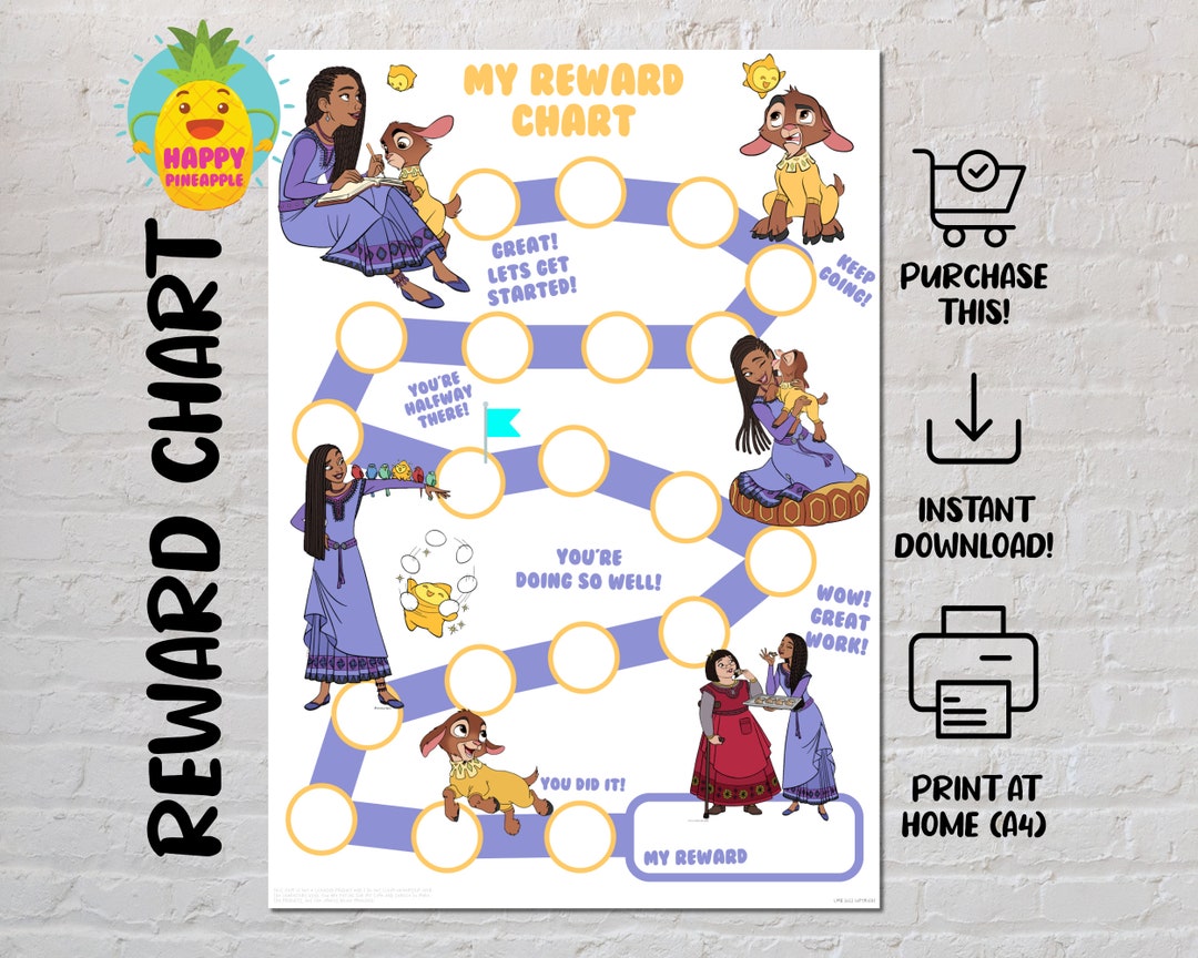 Wish Reward Chart for Kids, Chore Chart, Behaviour Chart, Printable ...