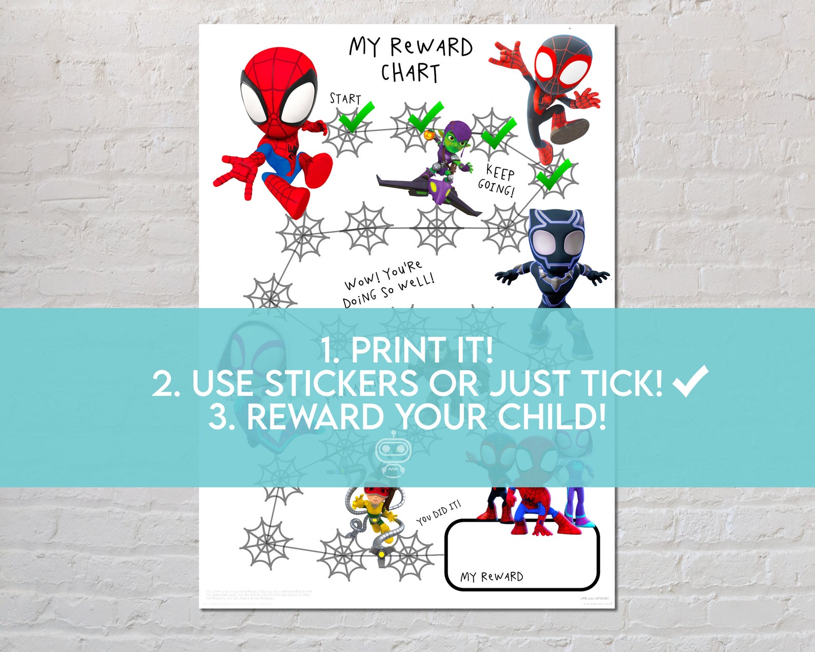 Spidey and His Amazing Friends and Villains Reward Chart for Kids ...