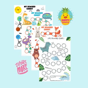 Dragons Colorful Reward Chart for Kids, Chore Chart, Behaviour Chart ...