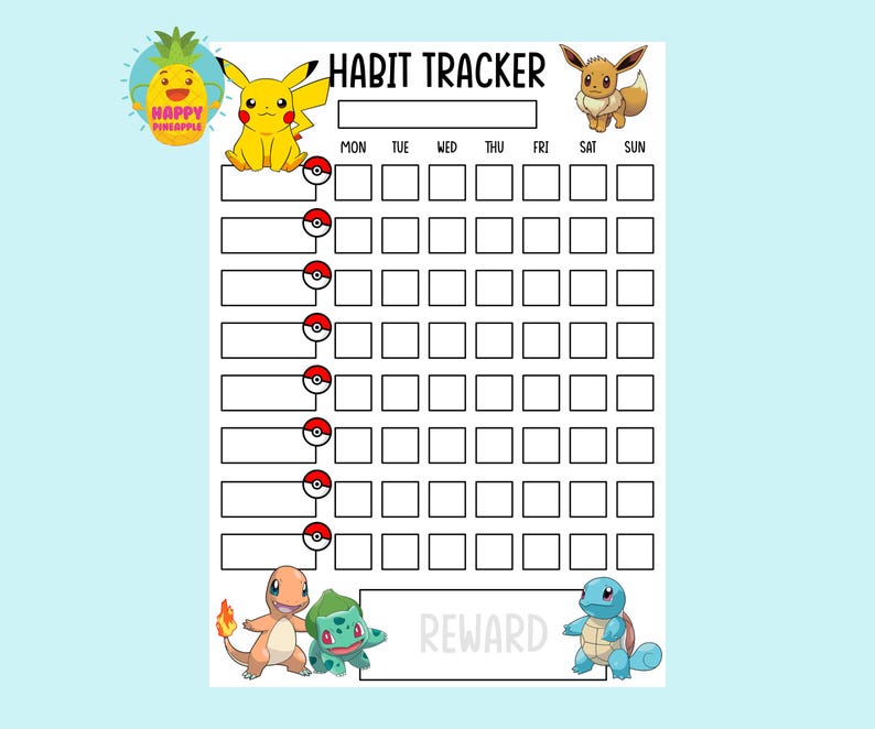Pokemon Routine Reward Chart for Kids, ADHD, Routines, Chore Chart ...