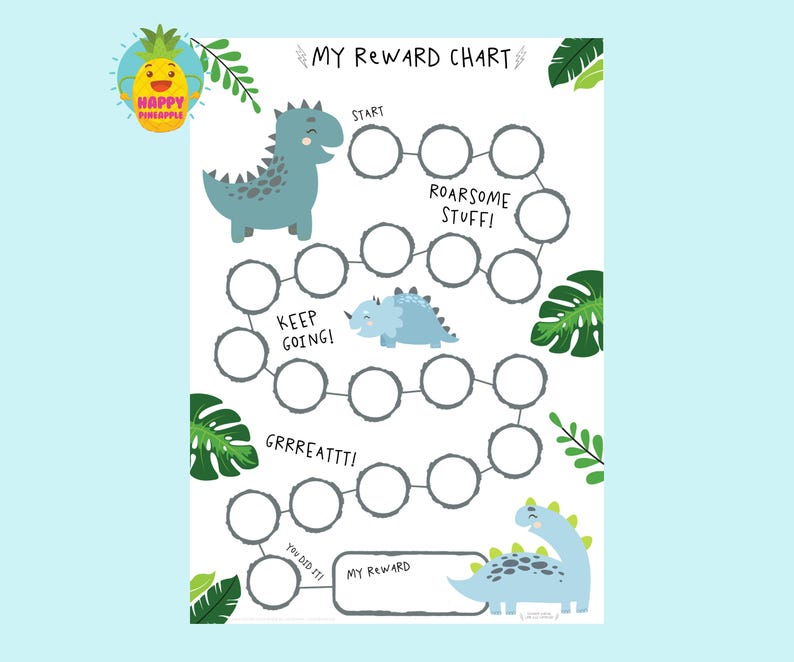 Dinosaur Reward Chart for Kids, Chore Chart, Behaviour Chart, Digital ...