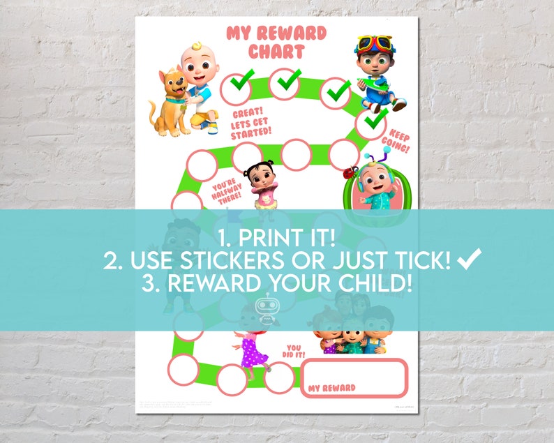 Coco Melon Reward Chart for Kids, Chore Chart, Behaviour Chart, Digital ...