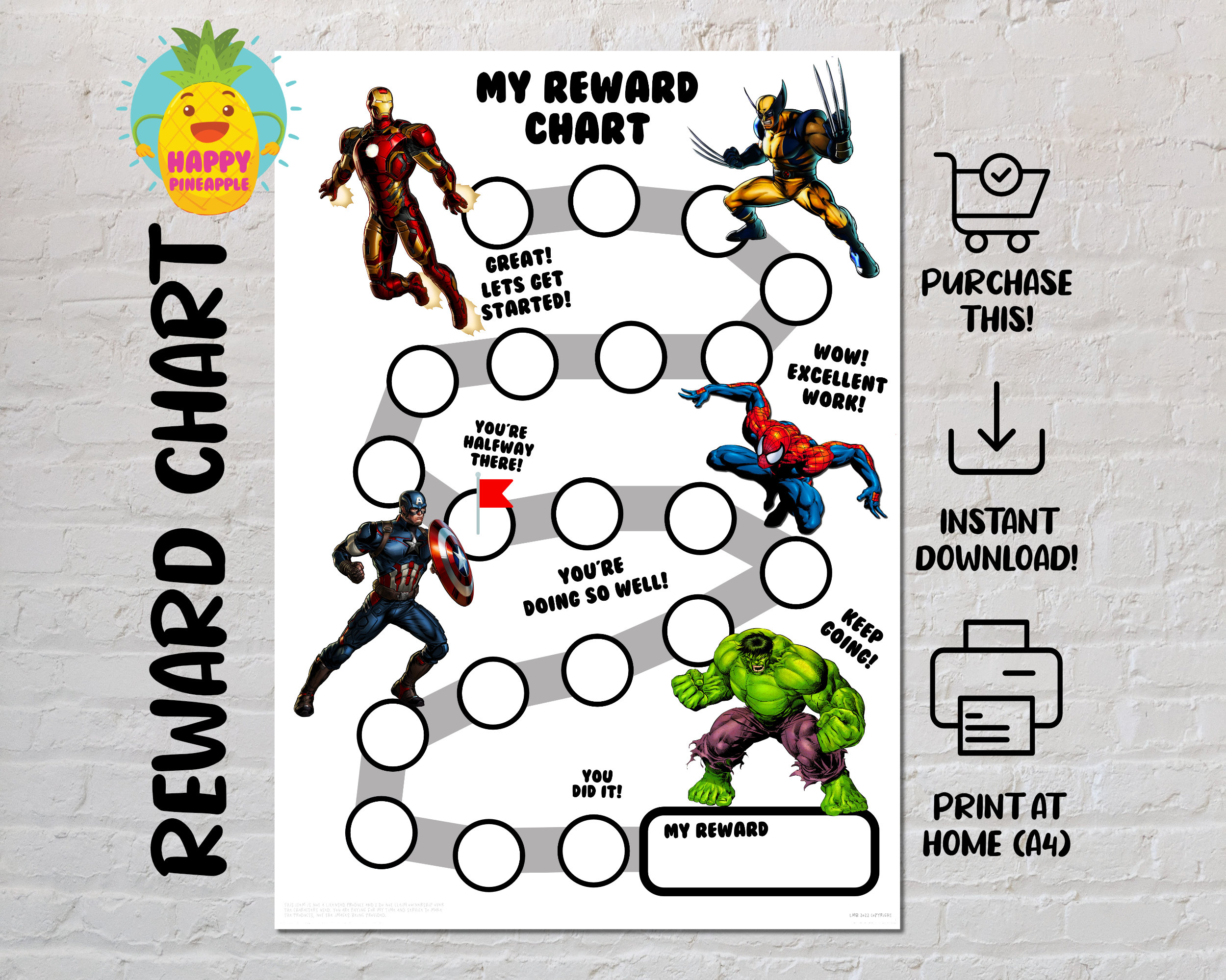 Marvel Superheroes Reward Chart for Kids, Chore Chart, Behaviour Chart ...
