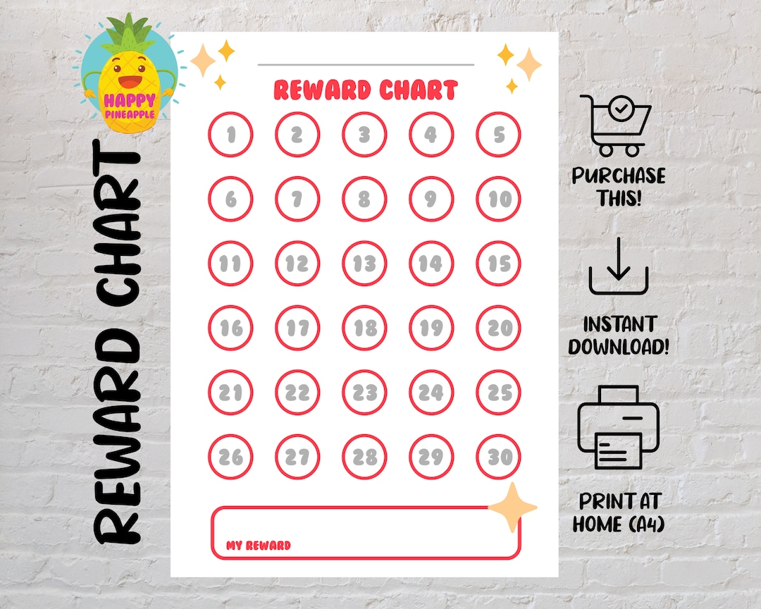Red School Reward Chart Printable Behavior Chart Daily Chore Chart Kids ...