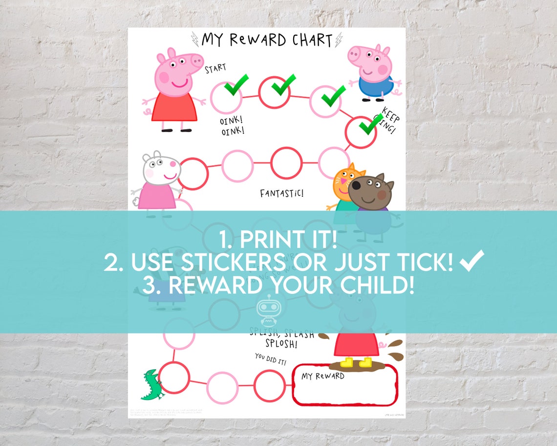 Peppa Pig Reward Chart for Kids, Chore Chart, Behaviour Chart, Digital ...