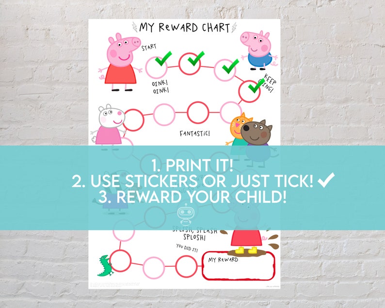 Peppa Pig Reward Chart for Kids, Chore Chart, Behaviour Chart, Digital ...