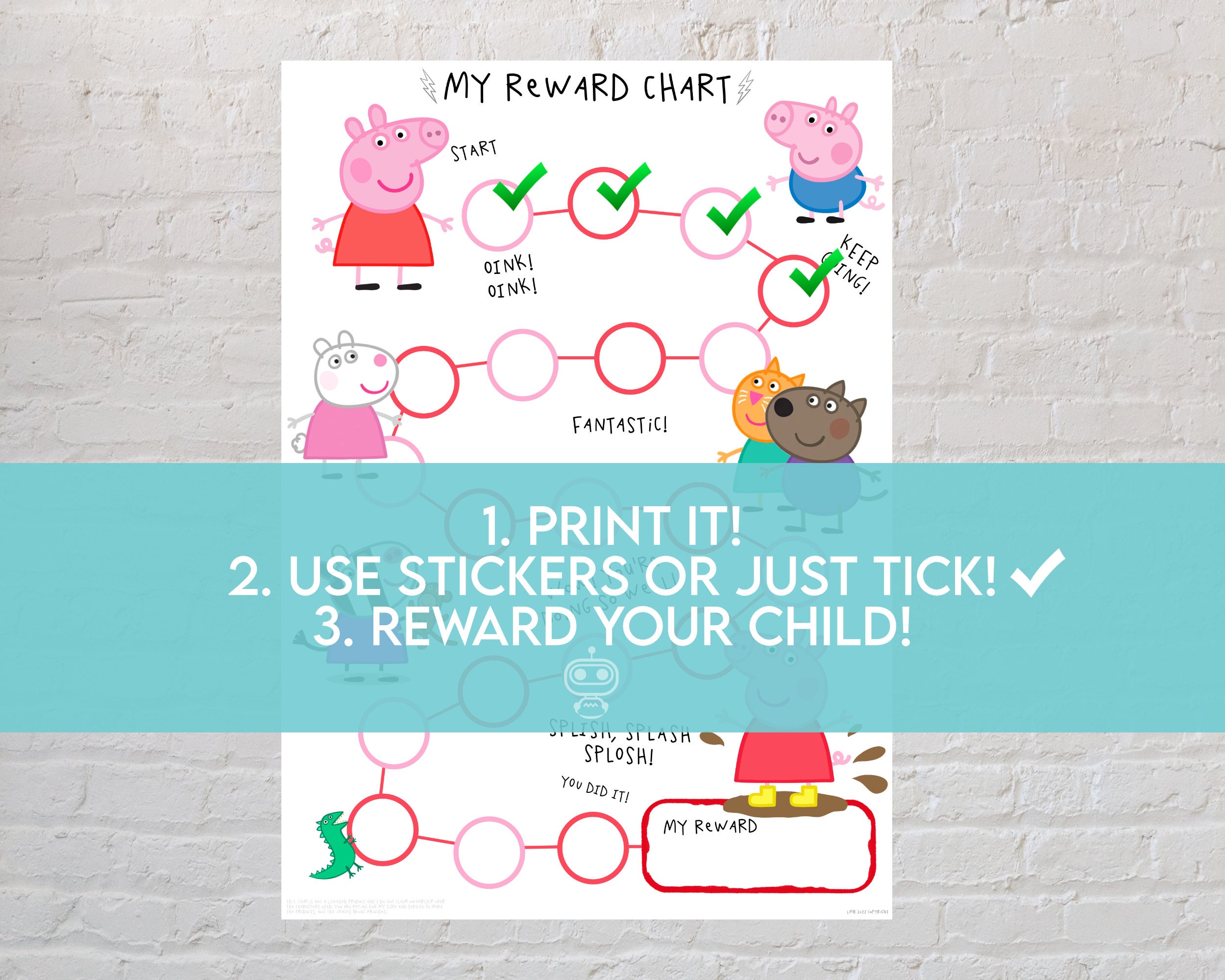 Peppa Pig Reward Chart for Kids, Chore Chart, Behaviour Chart, Digital ...