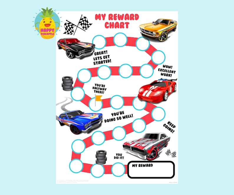 Cars Hot Wheels Themed Reward Chart for Kids, Chore Chart, Behaviour ...