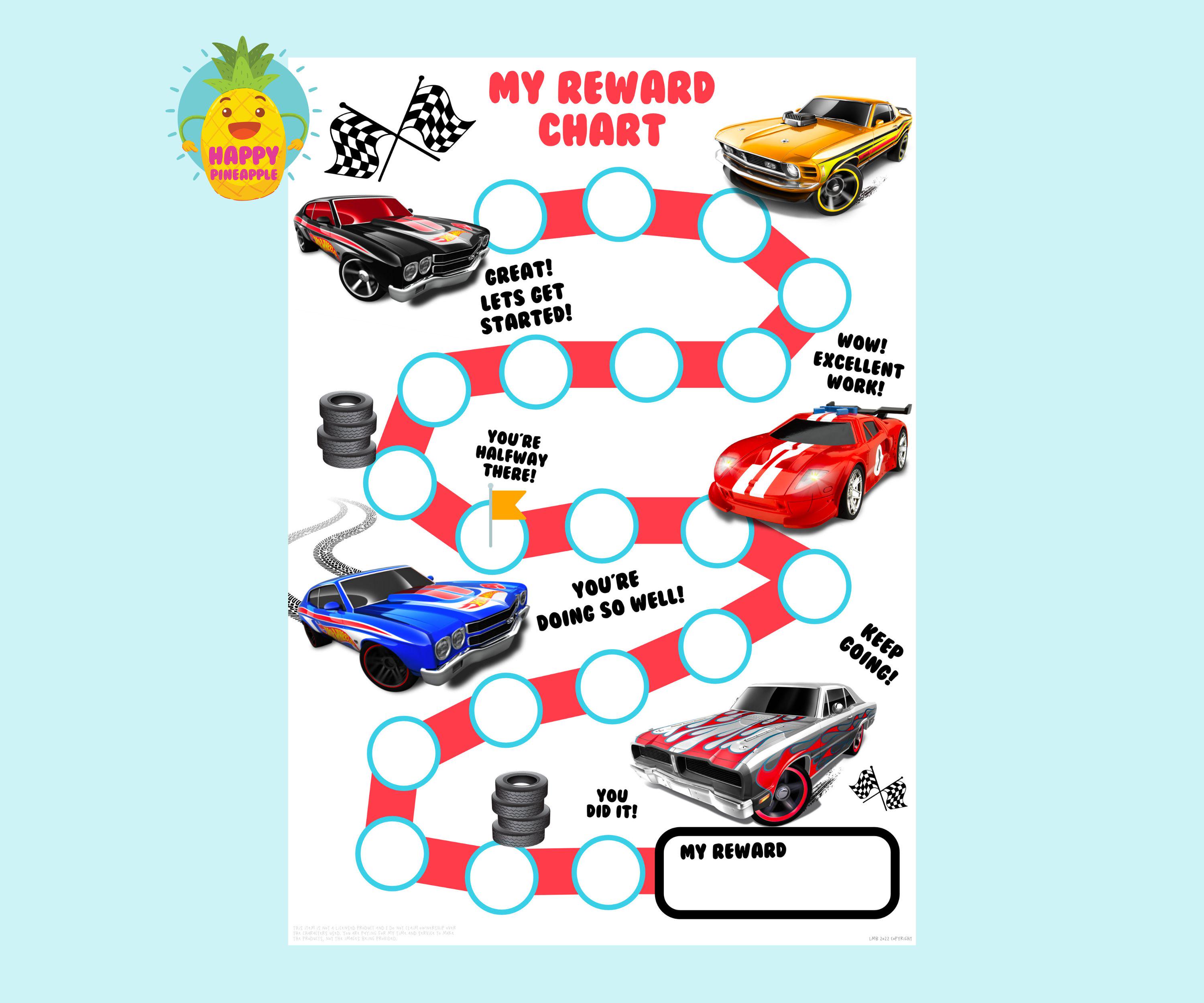 Cars Hot Wheels Themed Reward Chart for Kids, Chore Chart, Behaviour ...