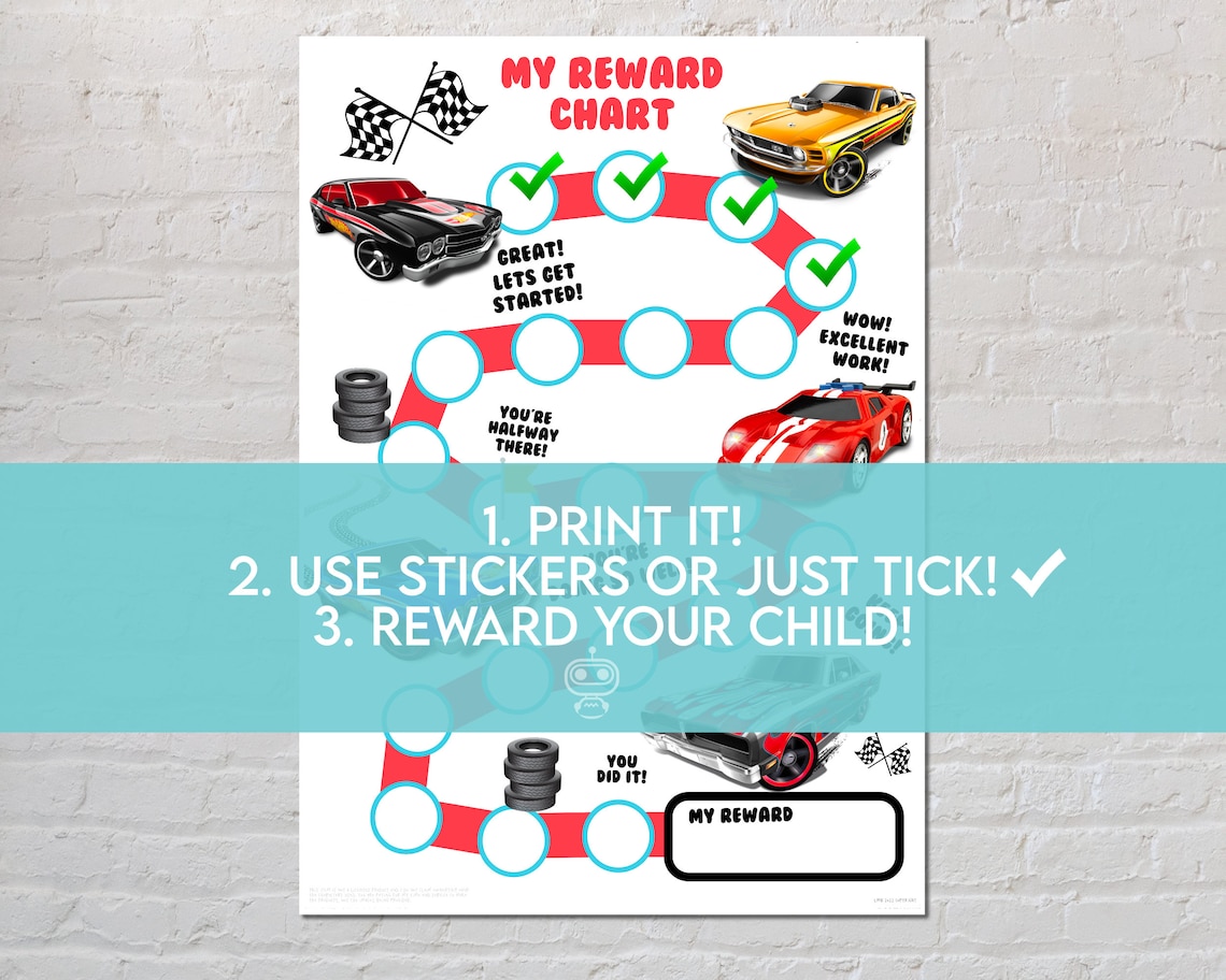 Cars Hot Wheels Themed Reward Chart for Kids, Chore Chart, Behaviour ...