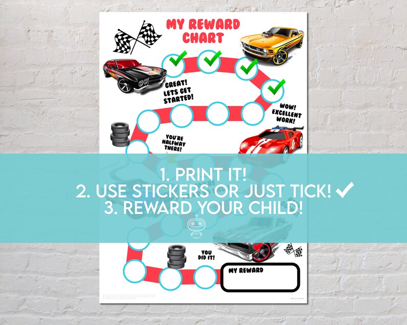 Cars Hot Wheels Themed Reward Chart for Kids, Chore Chart, Behaviour ...