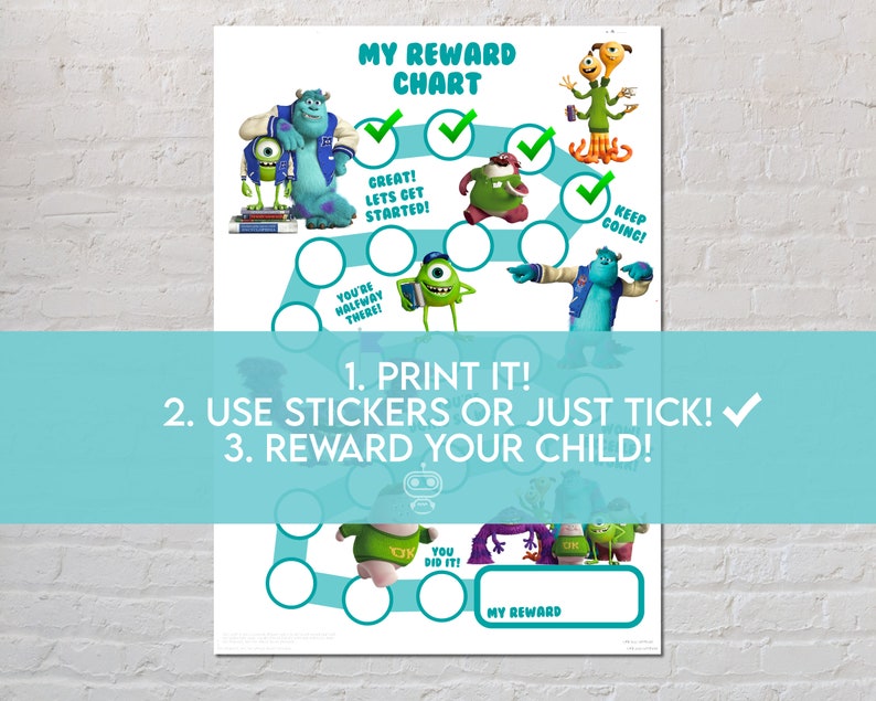 Monsters Inc, Monsters University Reward Chart for Kids, Chore Chart ...