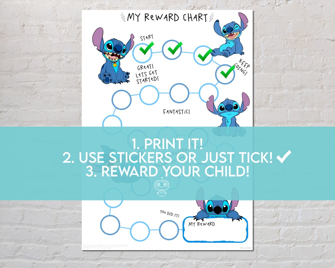 New Stitch Reward Chart for Kids, Chore Chart, Behaviour Chart, Digital ...
