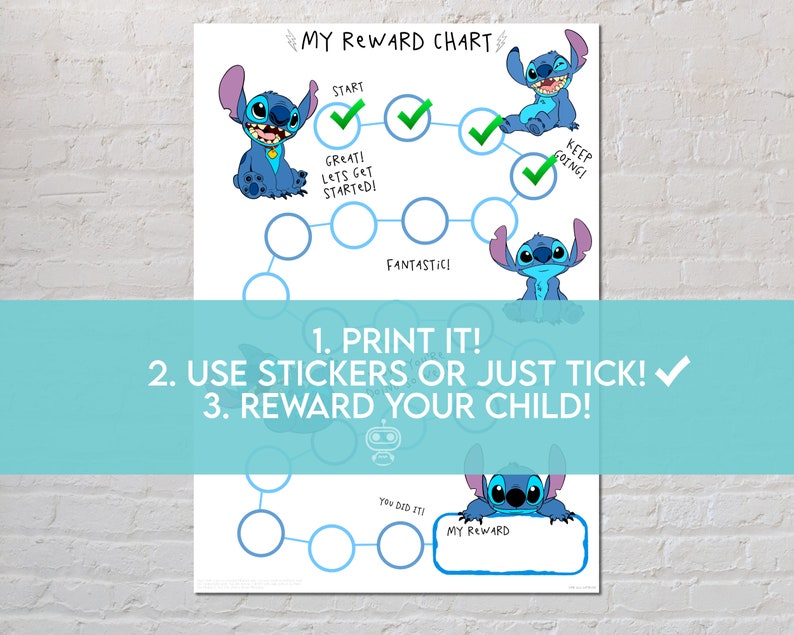 New Stitch Reward Chart for Kids, Chore Chart, Behaviour Chart, Digital ...