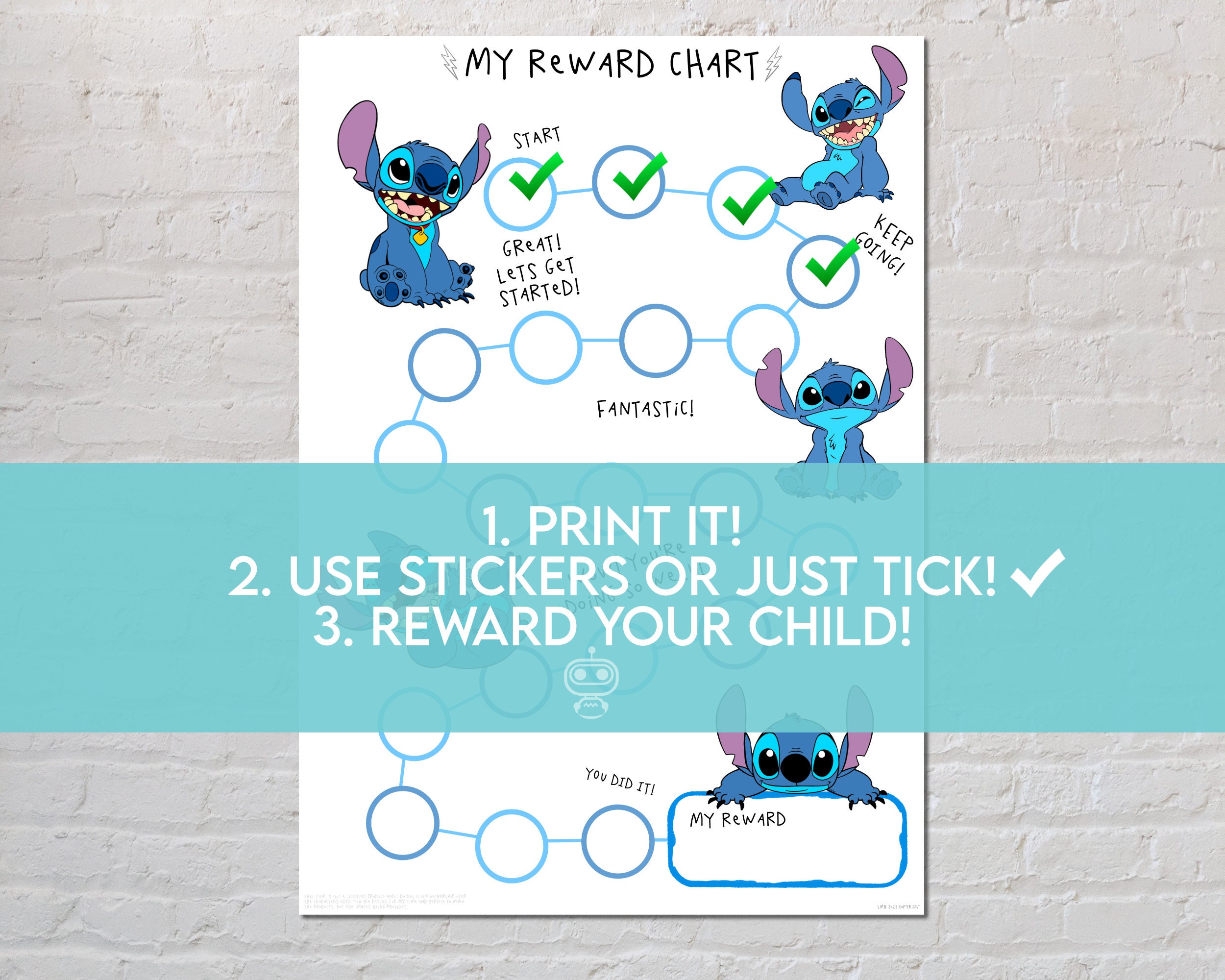 New Stitch Reward Chart for Kids, Chore Chart, Behaviour Chart, Digital ...