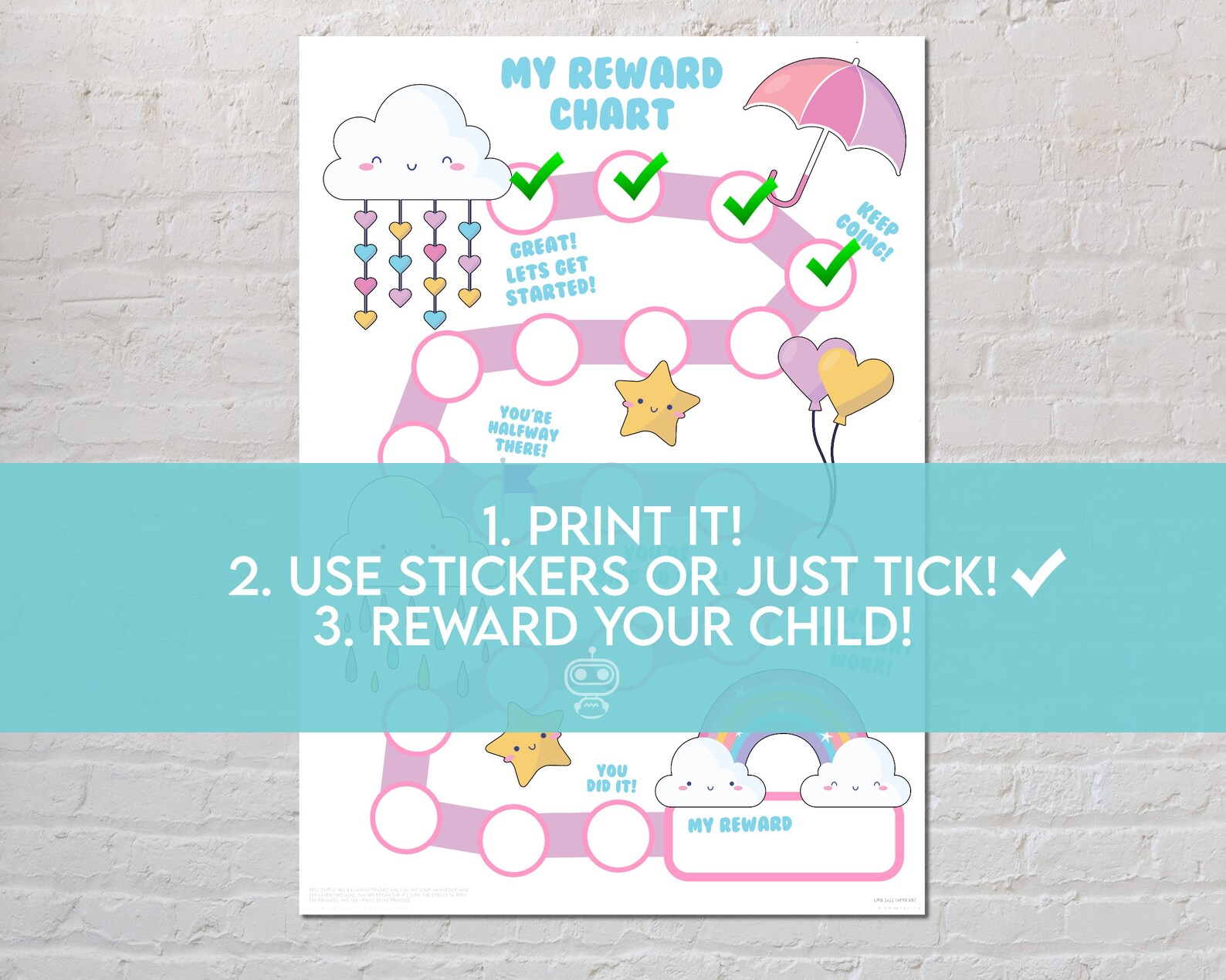 Clouds and Rainbows Reward Chart for Kids, Chore Chart, Behaviour Chart ...