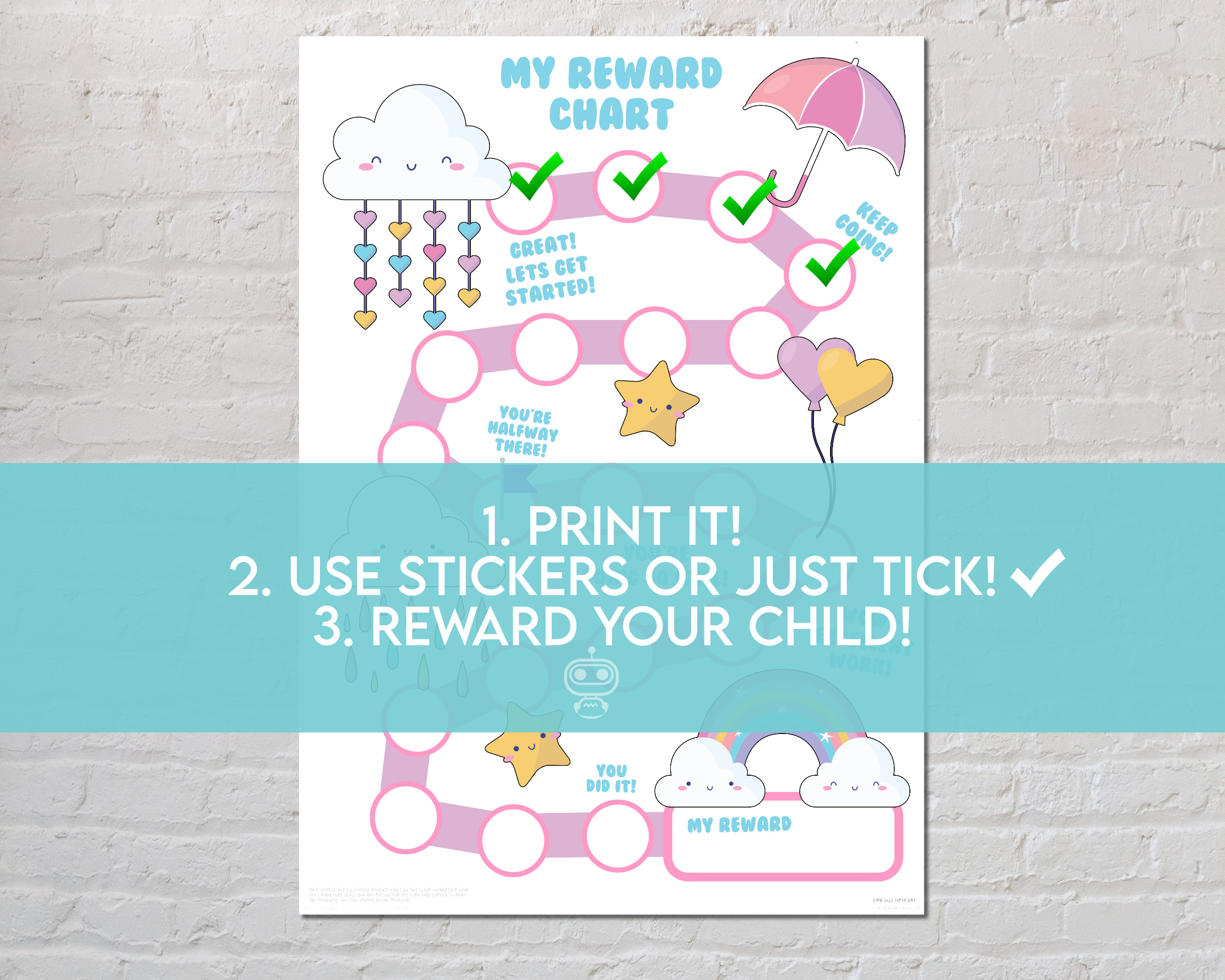 Clouds and Rainbows Reward Chart for Kids, Chore Chart, Behaviour Chart ...