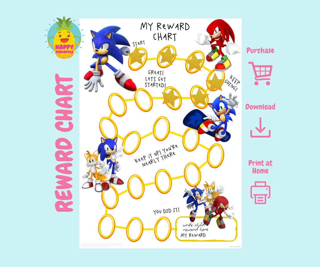 Sonic the Hedgehog Reward Chart for Kids, Chore Chart, Behaviour Chart ...
