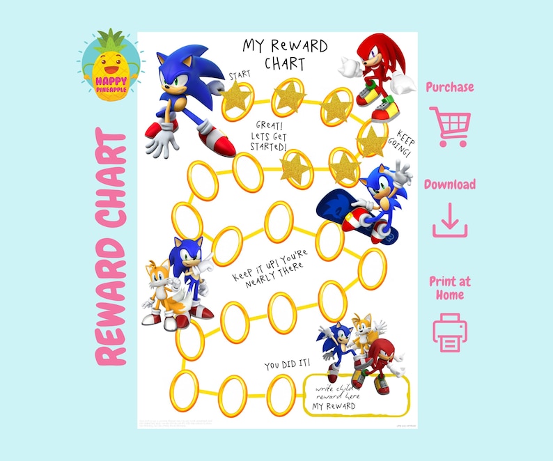 Sonic the Hedgehog Reward Chart for Kids, Chore Chart, Behaviour Chart ...