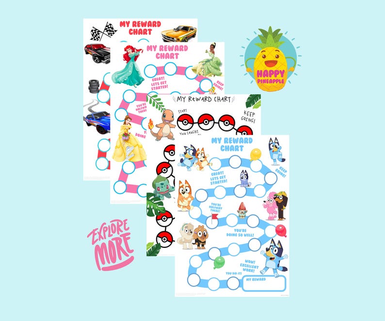 Dragons Colorful Reward Chart for Kids, Chore Chart, Behaviour Chart ...