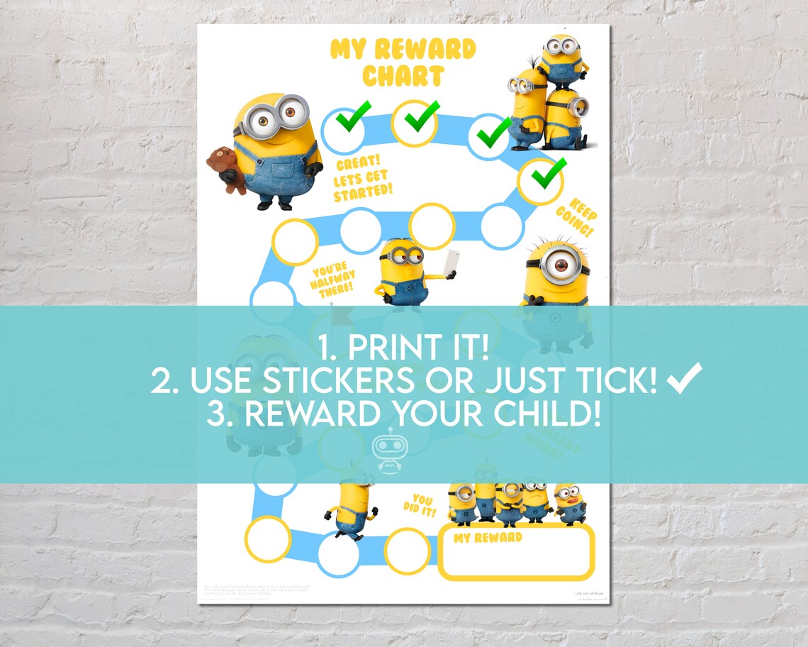 Minions Reward Chart for Kids, Chore Chart, Behaviour Chart, Digital ...