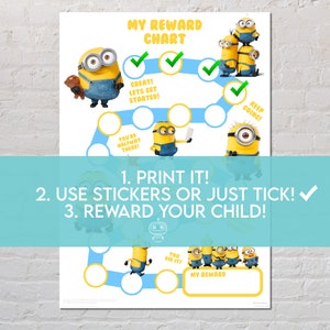 Minions Reward Chart for Kids, Chore Chart, Behaviour Chart, Digital ...