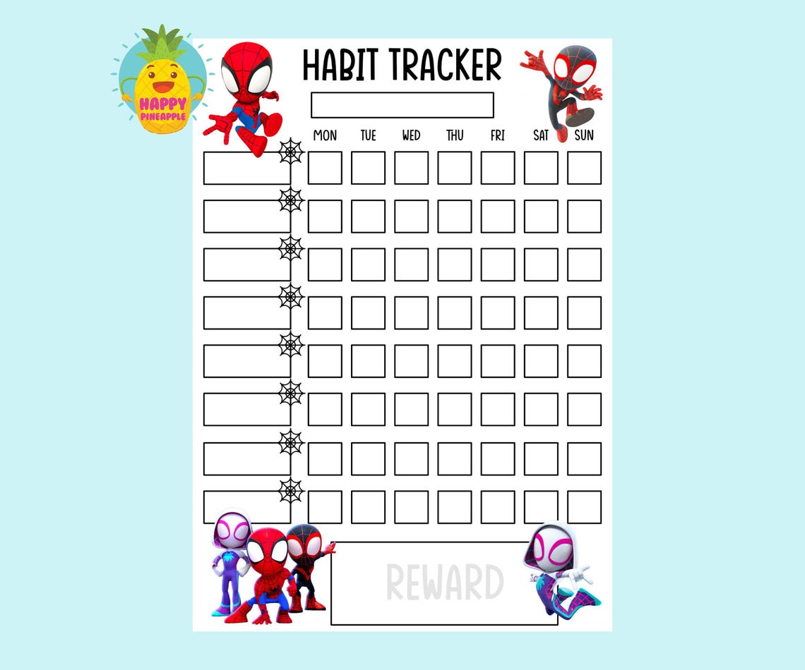 Spidey and His Amazing Friends Routine Reward Chart for Kids, ADHD ...
