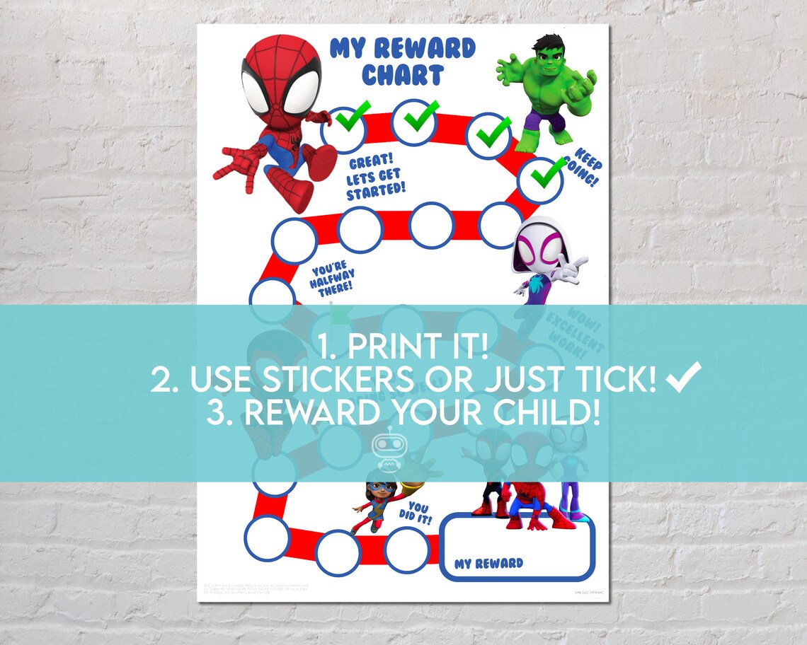 Spidey and His Amazing Friends Reward Chart for Kids, Chore Chart ...