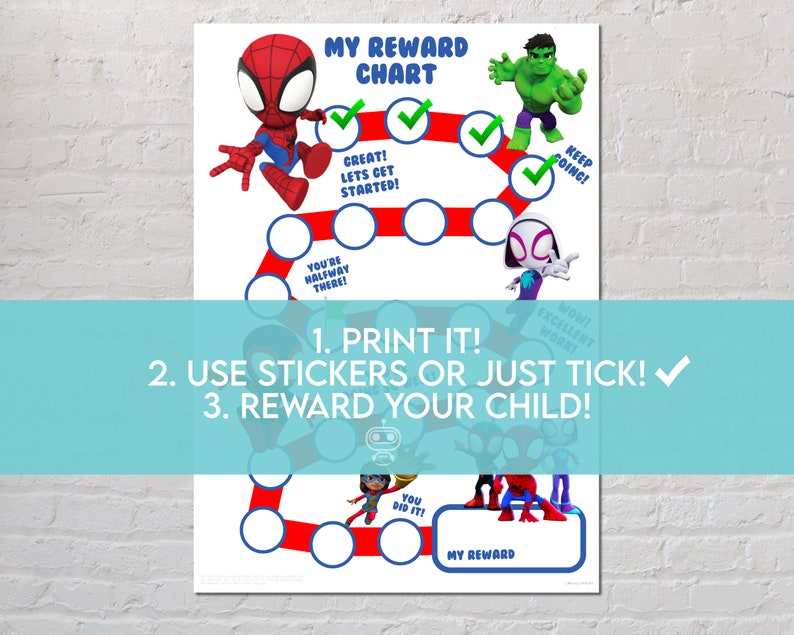 Spidey and His Amazing Friends Reward Chart for Kids, Chore Chart ...
