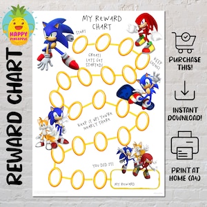 Sonic the Hedgehog Reward Chart for Kids, Chore Chart, Behaviour Chart ...