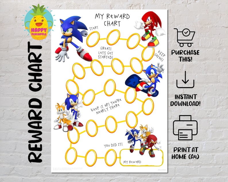 Sonic the Hedgehog Reward Chart for Kids, Chore Chart, Behaviour Chart ...