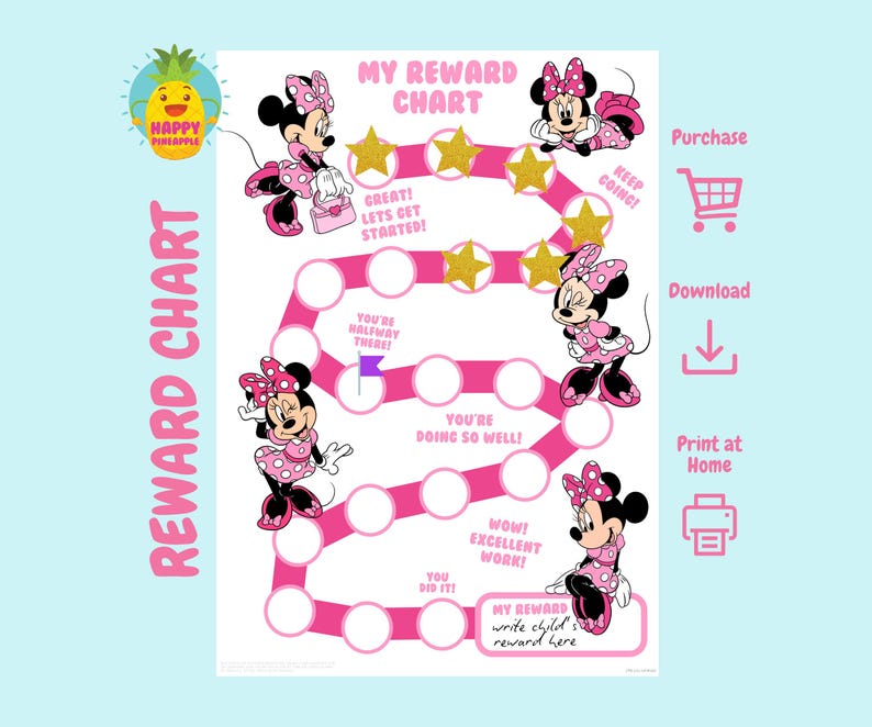 Minnie Mouse Reward Chart for Kids, Chore Chart, Behaviour Chart ...