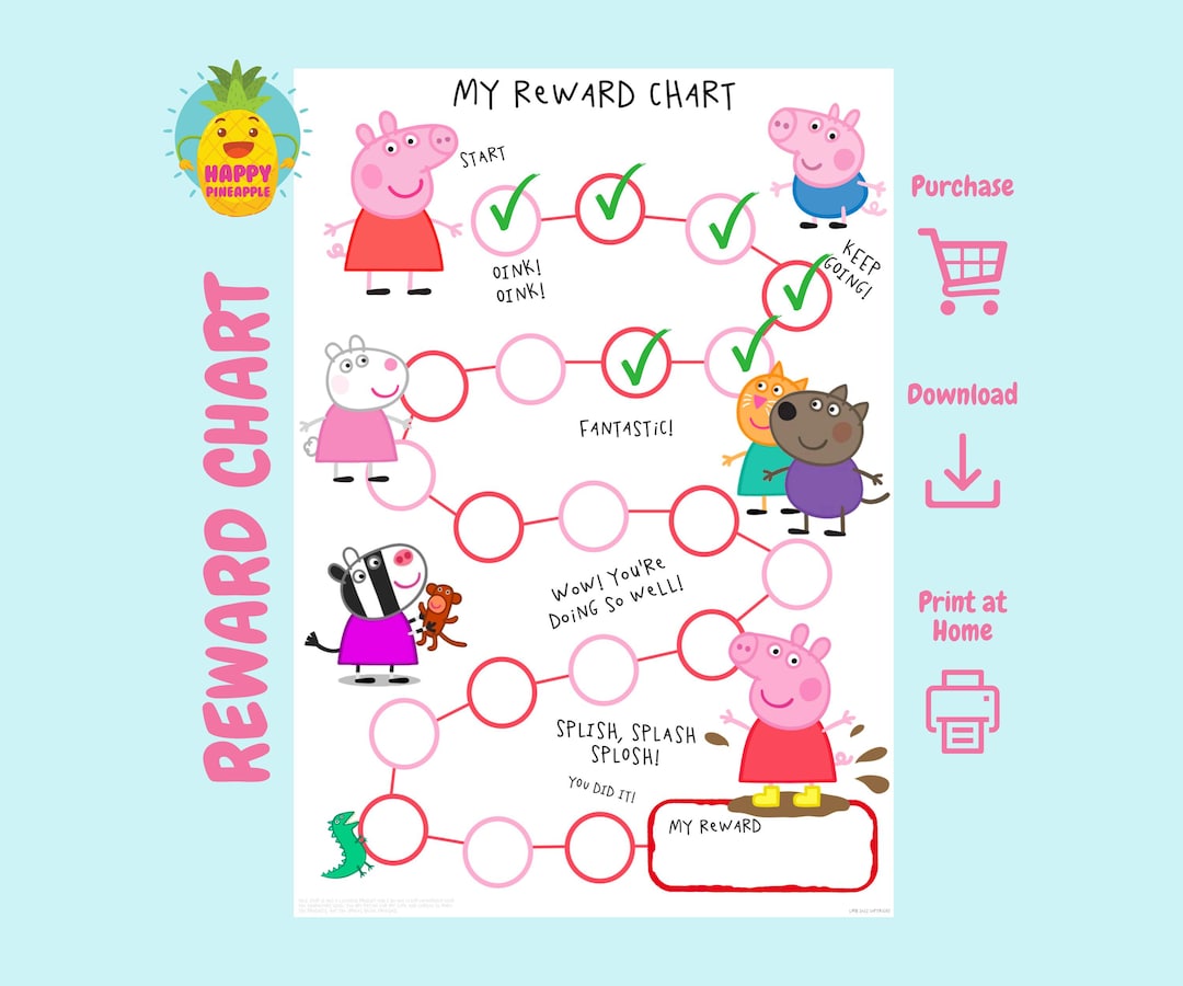 Peppa Pig Reward Chart for Kids, Chore Chart, Behaviour Chart, Digital ...