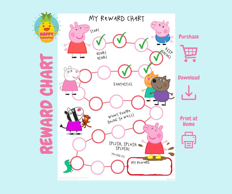 Peppa Pig Reward Chart for Kids, Chore Chart, Behaviour Chart, Digital ...