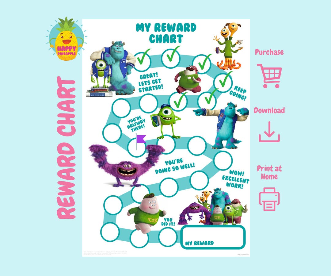 Monsters Inc, Monsters University Reward Chart for Kids, Chore Chart ...