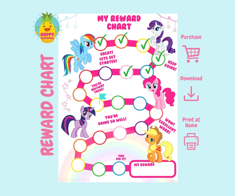 My Little Pony Reward Chart for Kids, Chore Chart, Behaviour Chart ...