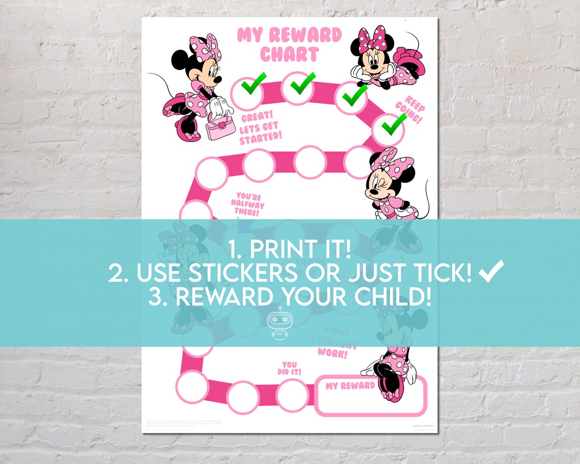 Minnie Mouse Reward Chart for Kids, Chore Chart, Behaviour Chart ...