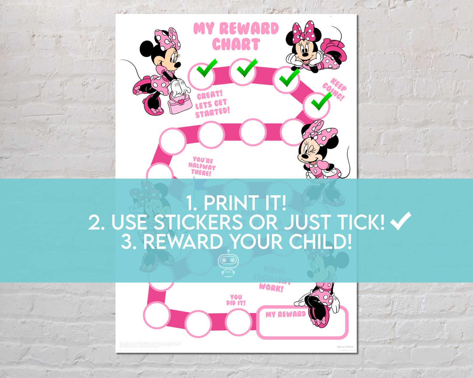 Minnie Mouse Reward Chart for Kids, Chore Chart, Behaviour Chart ...