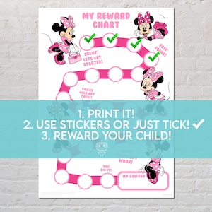 Minnie Mouse Reward Chart for Kids, Chore Chart, Behaviour Chart ...