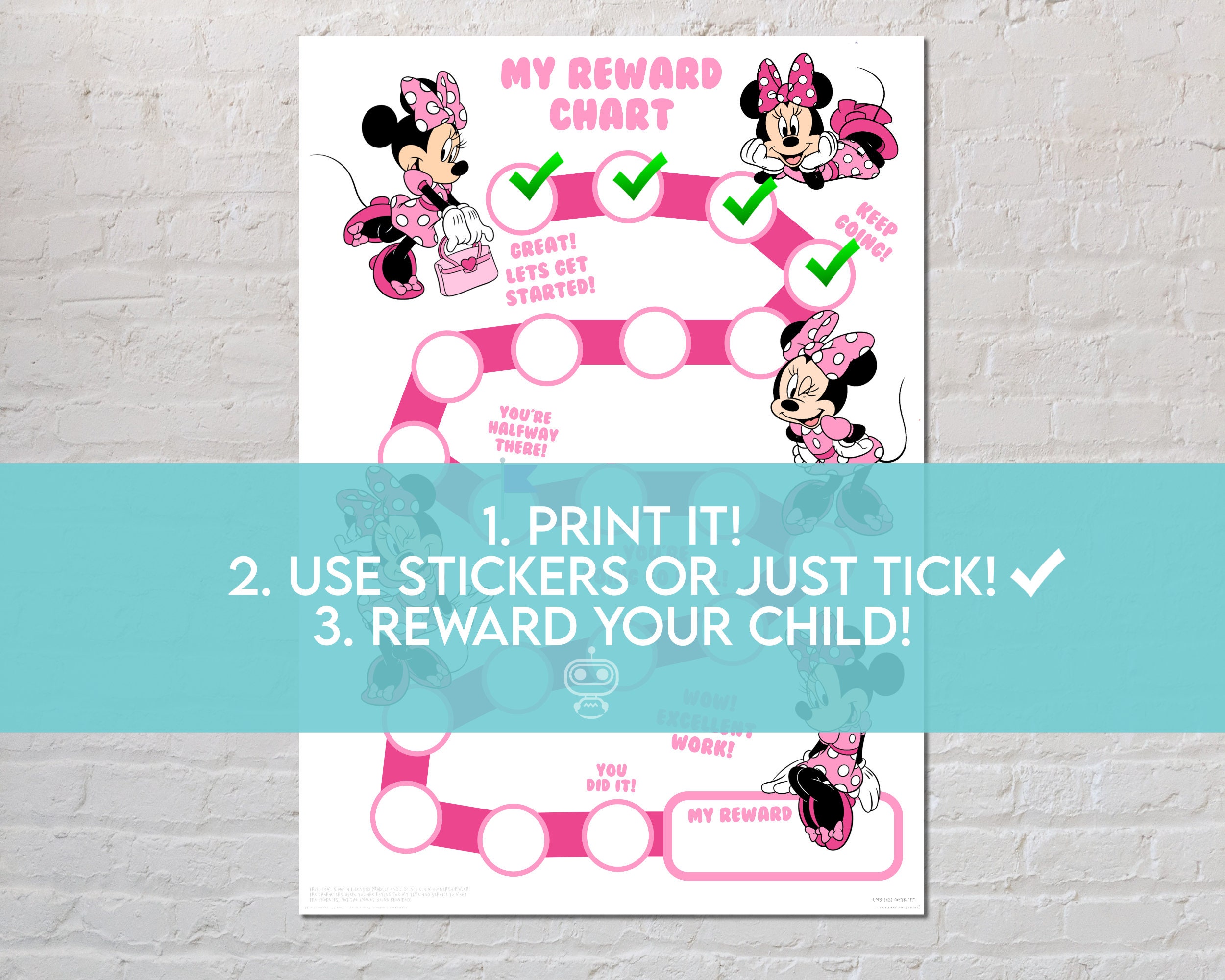 Minnie Mouse Reward Chart for Kids, Chore Chart, Behaviour Chart ...