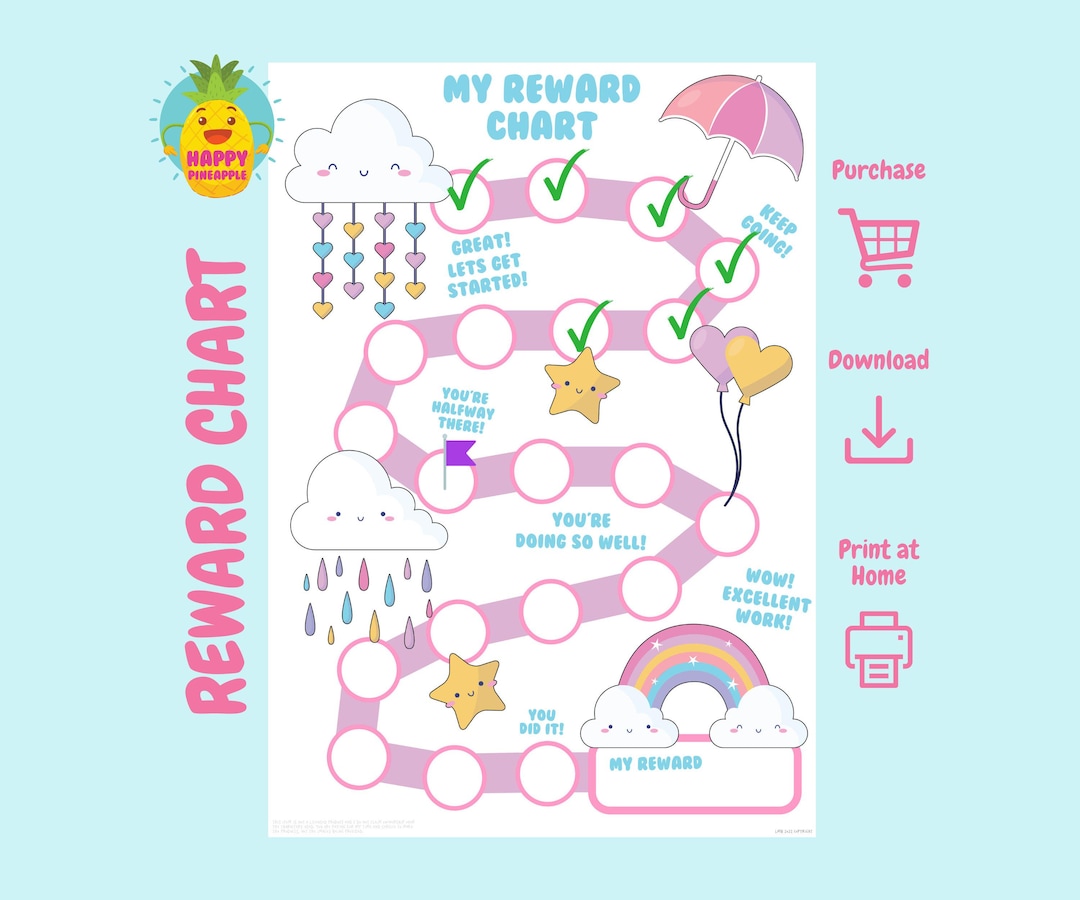 Clouds and Rainbows Reward Chart for Kids, Chore Chart, Behaviour Chart ...