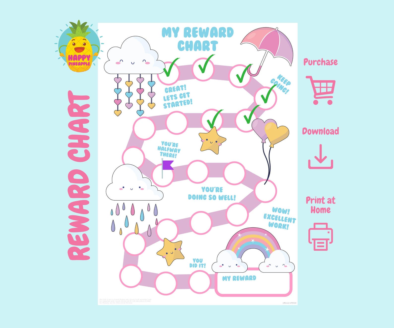 Clouds and Rainbows Reward Chart for Kids, Chore Chart, Behaviour Chart ...