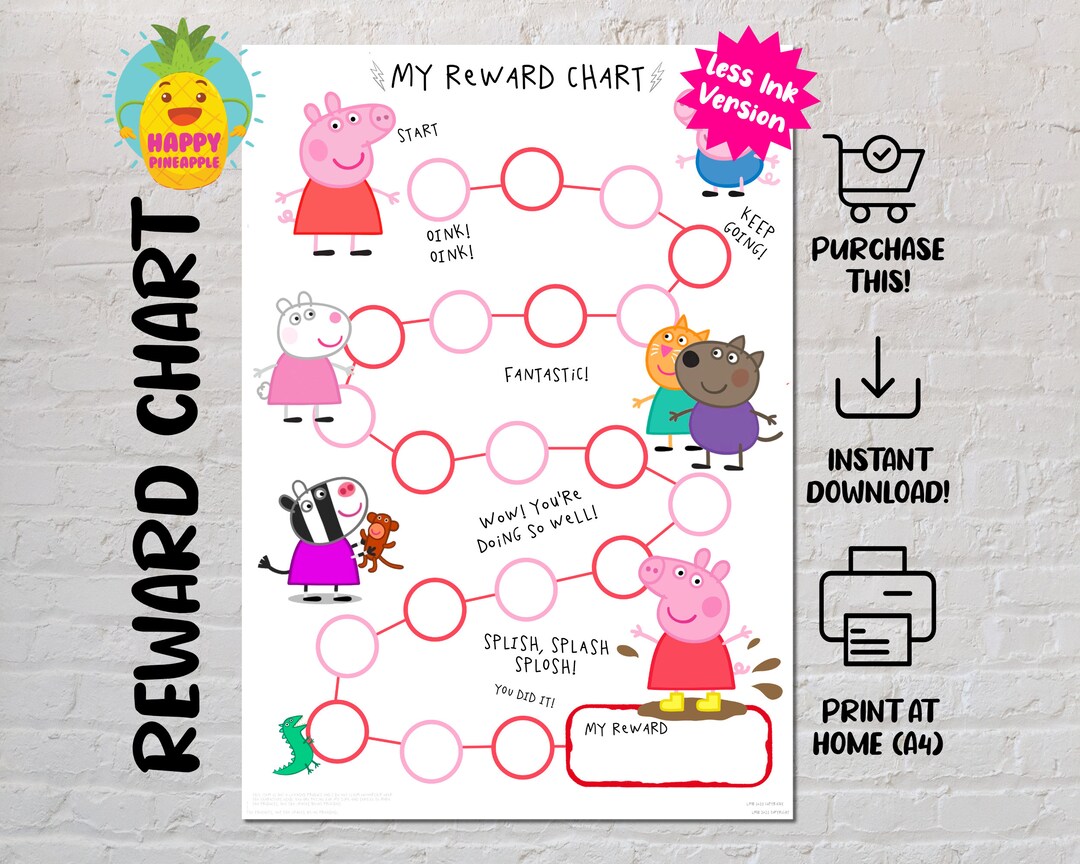 Peppa Pig Reward Chart for Kids, Chore Chart, Behaviour Chart, Digital ...